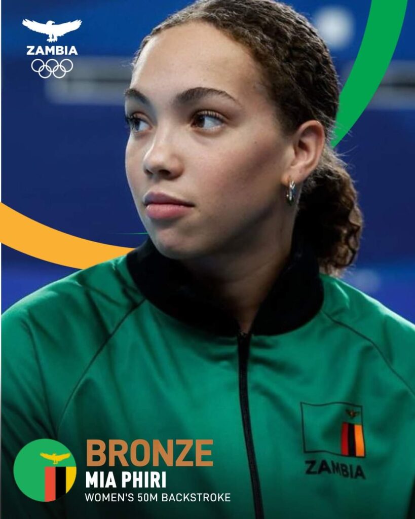Swimmer Mia Phiri wins first medal for Zambia at 2023 African Games ...